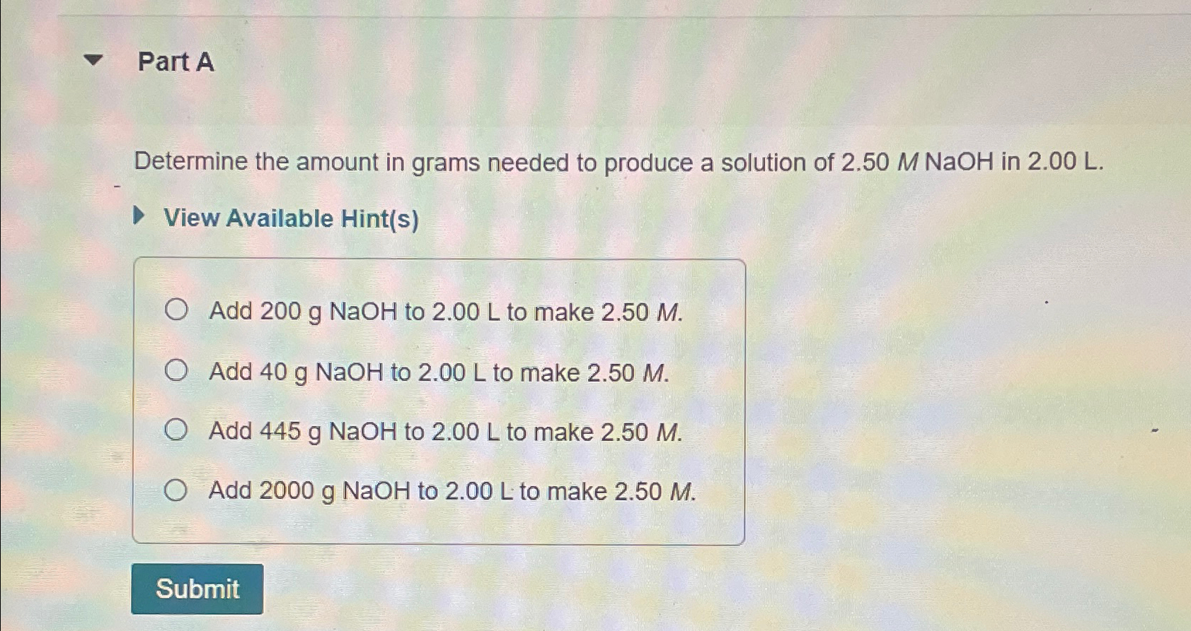 Part ADetermine the amount in grams needed to produce | Chegg.com