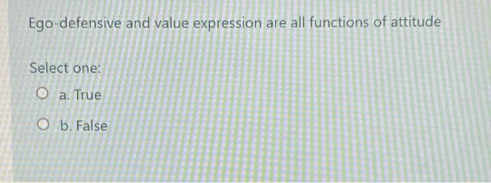 Solved Ego-defensive and value expression are all functions | Chegg.com