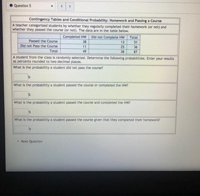 Solved Question 5 > Contingency Tables and Conditional | Chegg.com