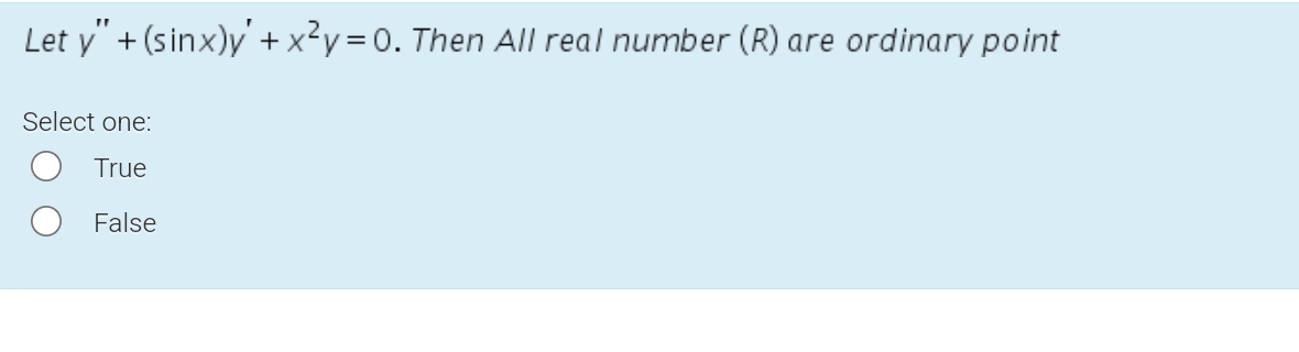 Solved Let y''+(sinx)y'+x2y=0. ﻿Then All real number (R) | Chegg.com