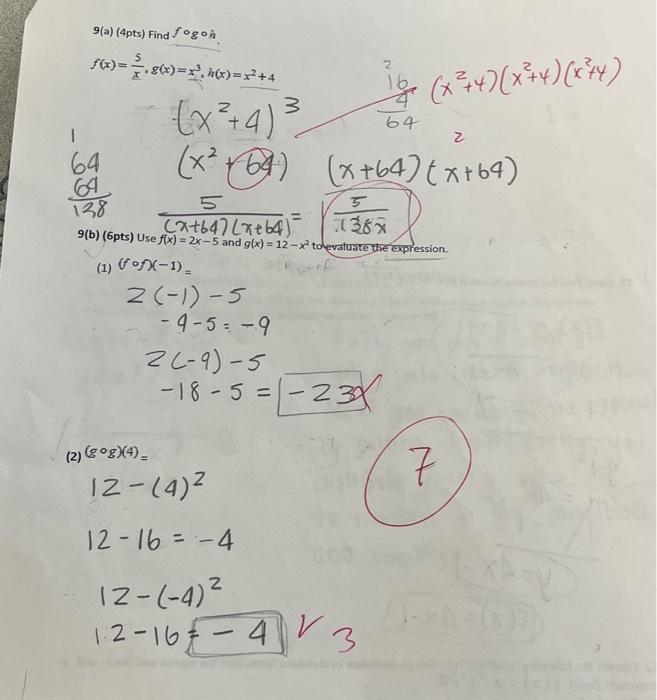 Solved 9(a) (4pts) Find f∘g∘h. | Chegg.com