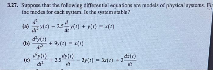 Solved 3.27. Suppose that the following differential | Chegg.com