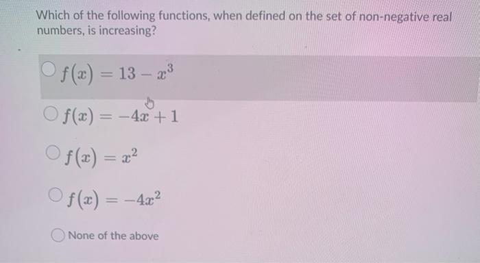 Solved Which of the following functions, when defined on the | Chegg.com