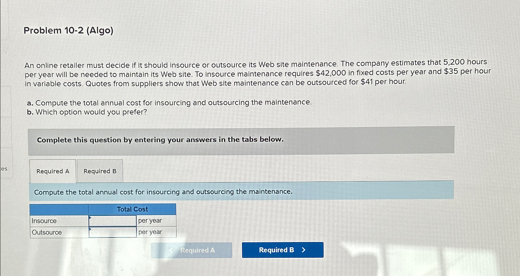 Solved Problem 10-2 (Algo)An online retailer must decide if | Chegg.com