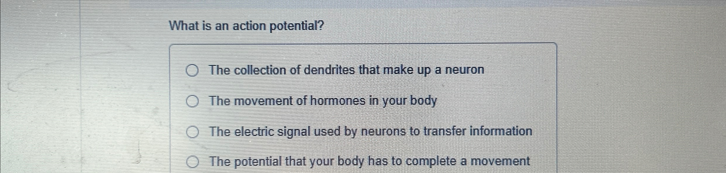 Solved What is an action potential?The collection of | Chegg.com