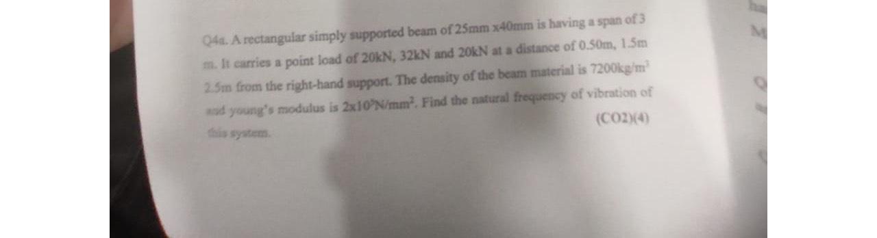 Solved Q4a. ﻿A rectangular simply supported beam of | Chegg.com