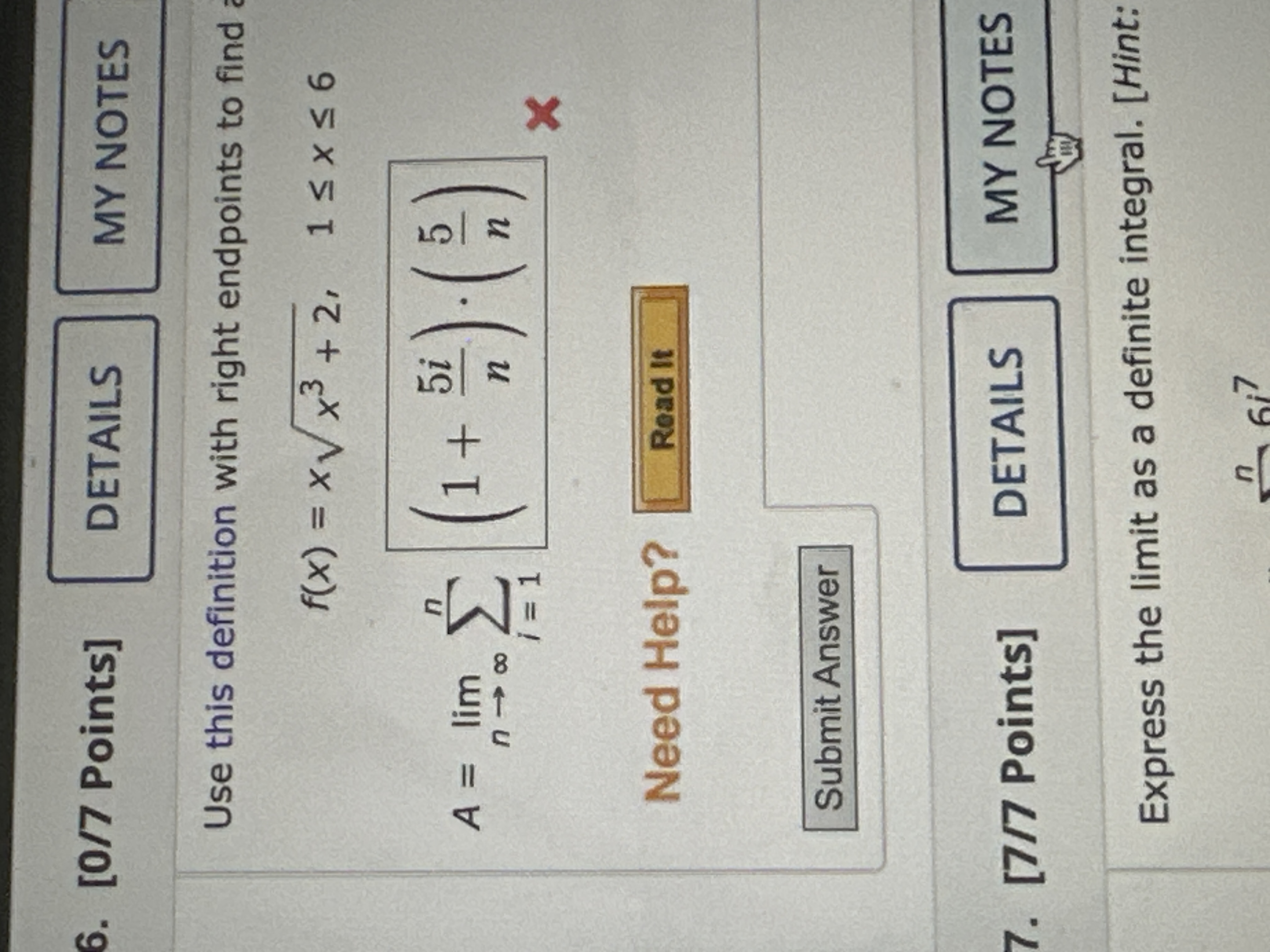 Solved Use this definition with right endpoints to find an | Chegg.com