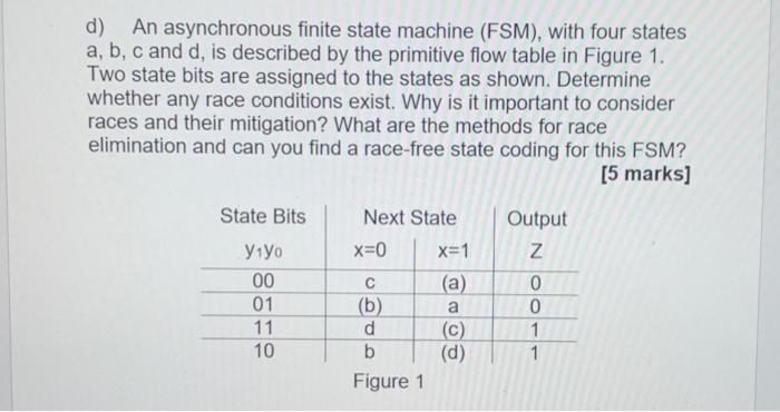 Solved d) An asynchronous finite state machine (FSM), with | Chegg.com