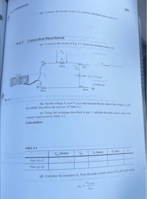Solved R-L-C COMPONENTS Va 200 pel yaizu sH 001 siano s Part | Chegg.com