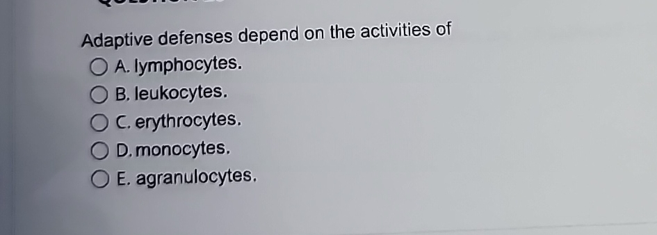 Solved Adaptive defenses depend on the activities ofA. | Chegg.com