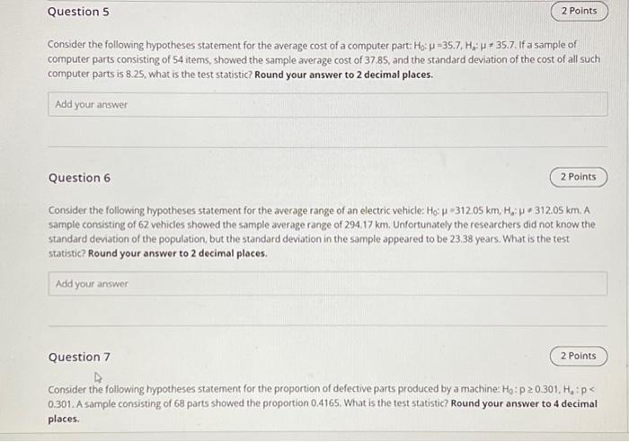 Solved Consider the following hypotheses statement for the | Chegg.com