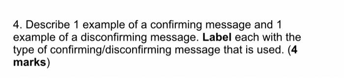 Solved 4. Describe 1 example of a confirming message and 1 | Chegg.com