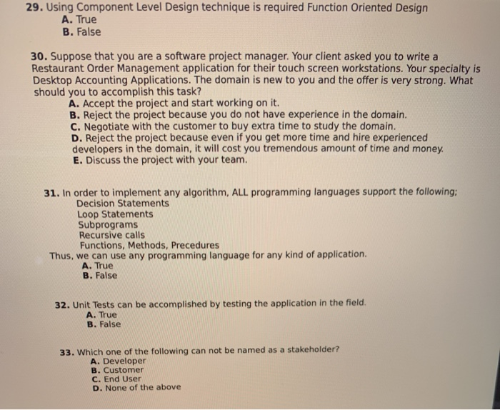 Solved 29. Using Component Level Design technique is | Chegg.com
