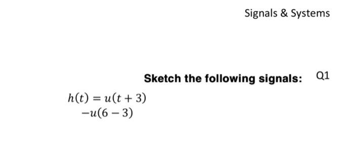 Solved Signals & Systems Sketch the following signals: Q1 | Chegg.com