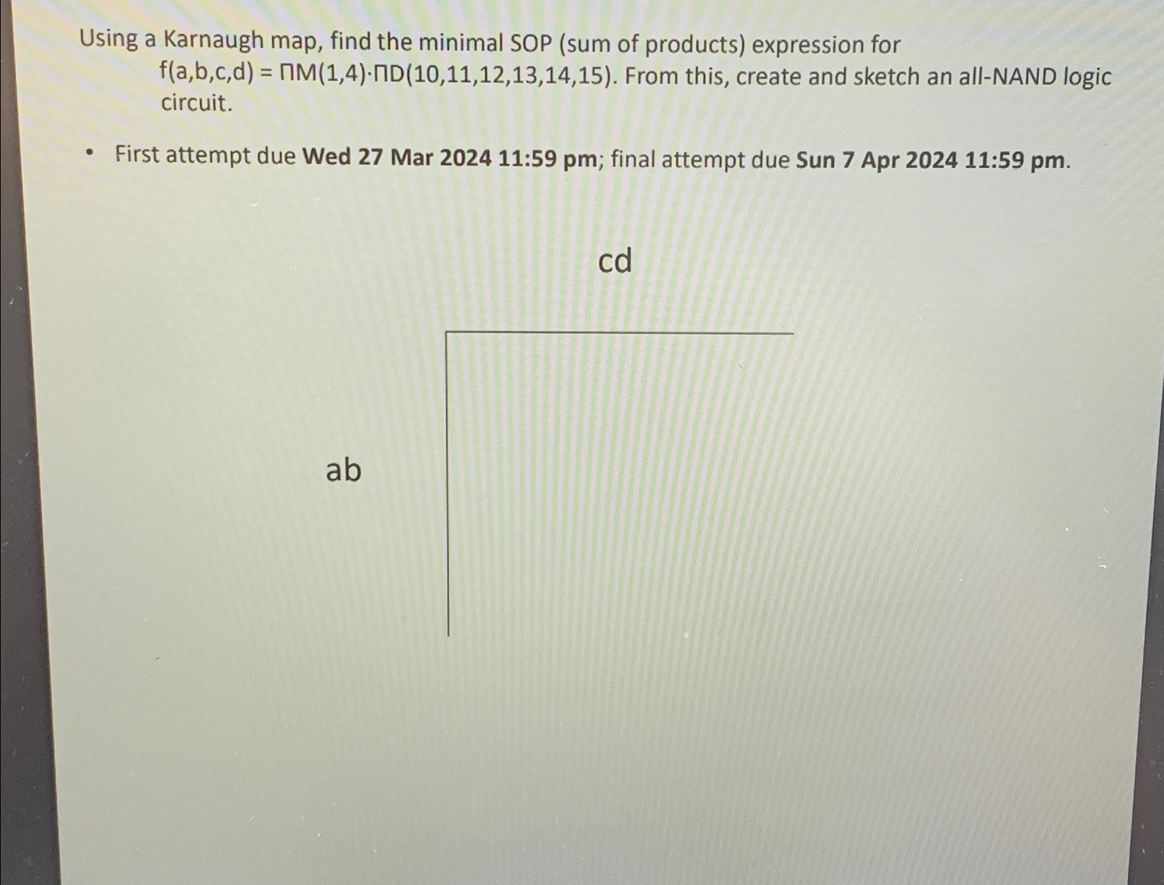 Solved Using A Karnaugh Map Find The Minimal Sop Sum Of 6667