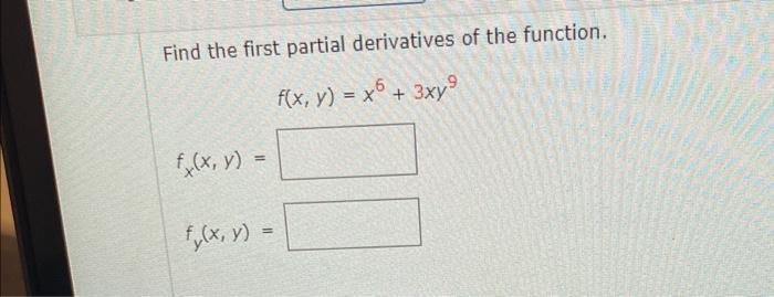 Solved Find the first partial derivatives of the function. | Chegg.com