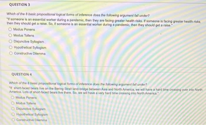 Question 3 Which Of The 8 Basic Propositional Logical