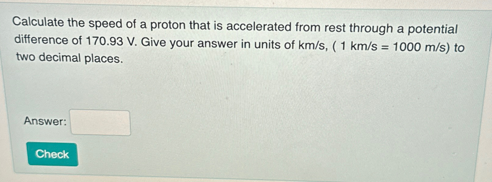 Solved Calculate the speed of a proton that is accelerated | Chegg.com