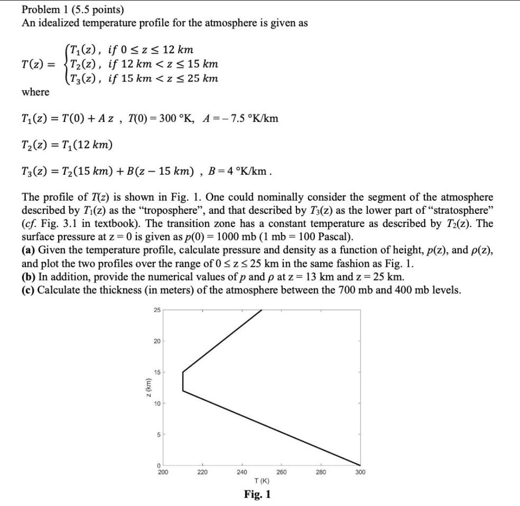 Solved Problem 1 (5.5 points) An idealized temperature | Chegg.com