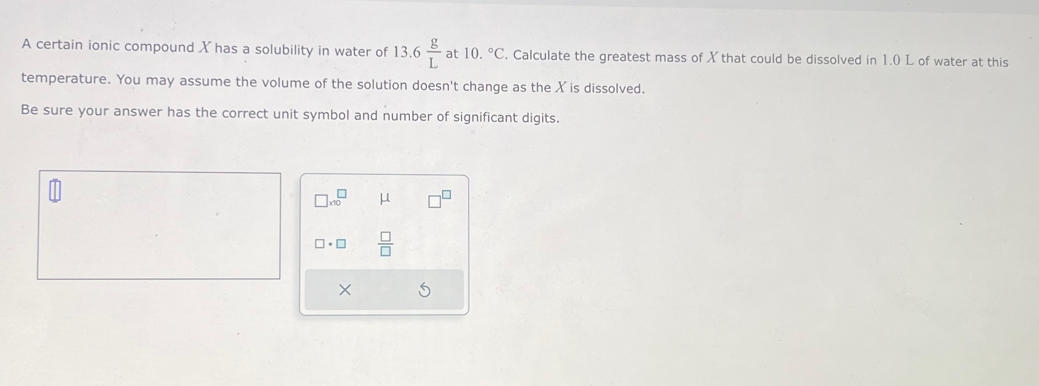 Solved A certain ionic compound x ﻿has a solubility in water | Chegg.com