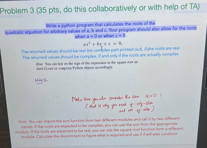 Solved Problem 3 ( 35 pts, do this collaboratively or with | Chegg.com