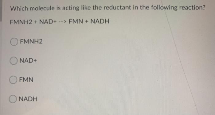Solved Which molecule is acting like the reductant in the | Chegg.com