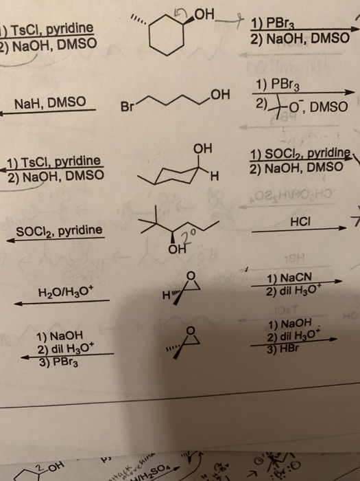 Solved OH__ " 3) TSCI, pyridine 2) NaOH, DMSO 1) PBra 2) | Chegg.com