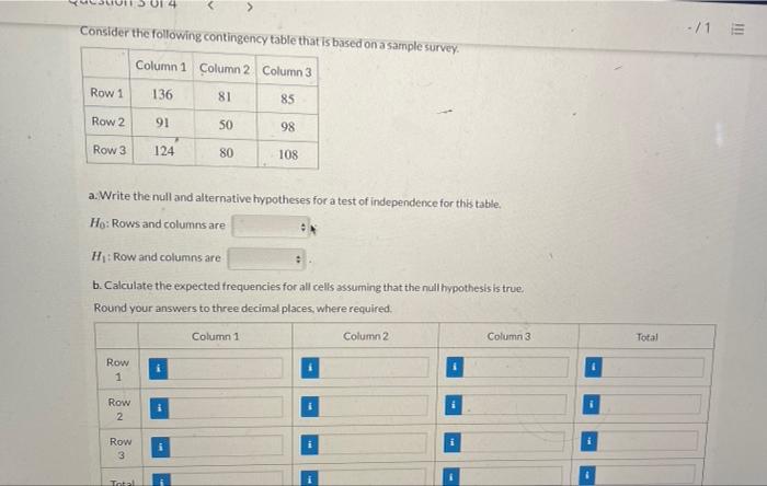 Solved Consider the following contingency table that is | Chegg.com
