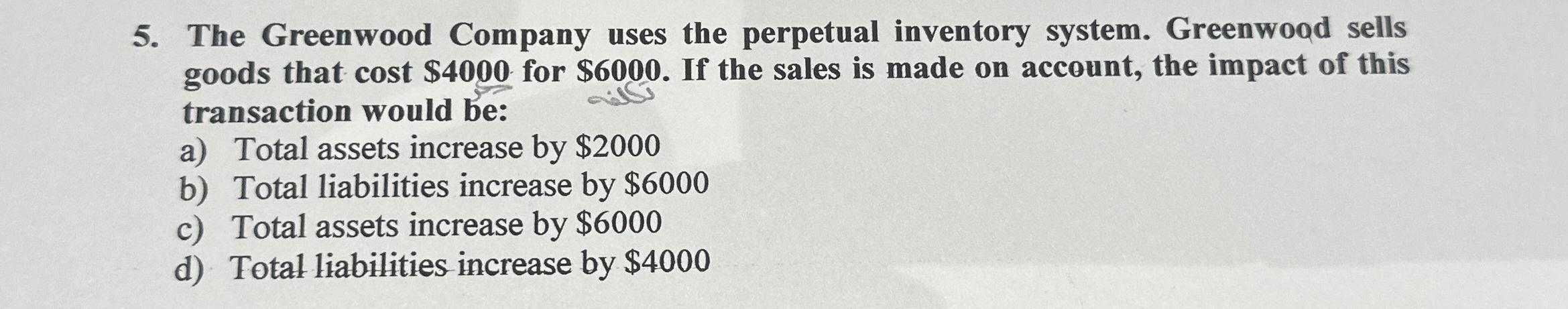 Solved The Greenwood Company uses the perpetual inventory | Chegg.com