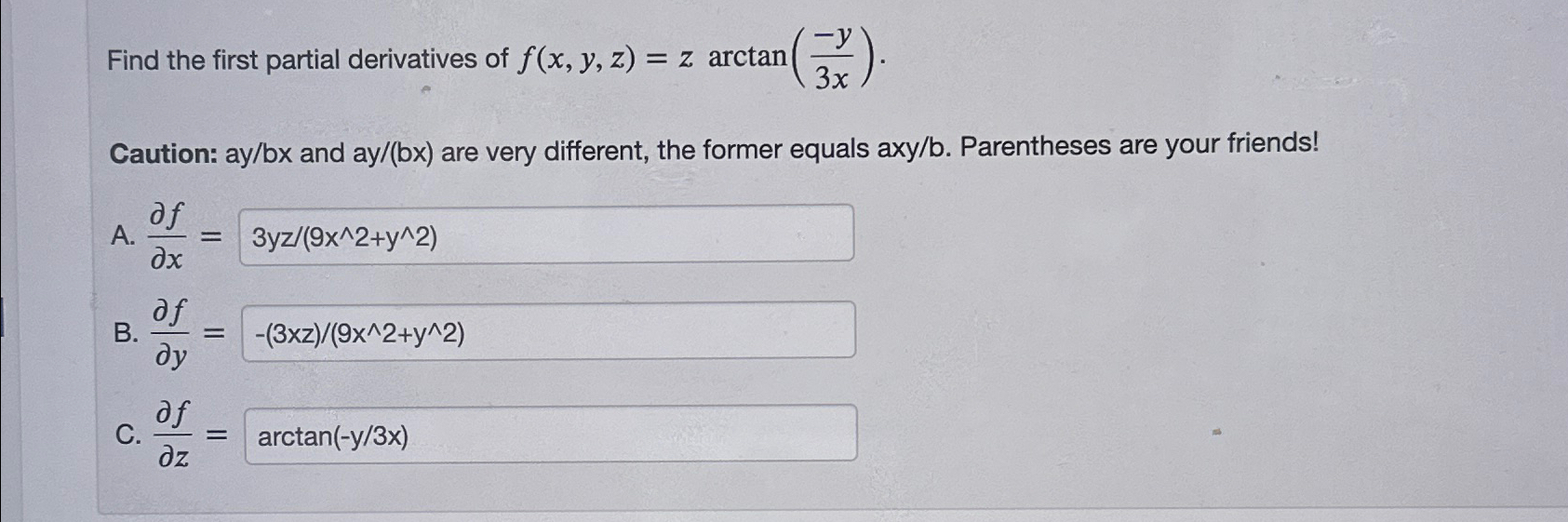 Solved Find the first partial derivatives of | Chegg.com