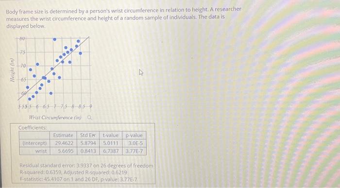 Solved Body frame size is determined by a person's wrist | Chegg.com