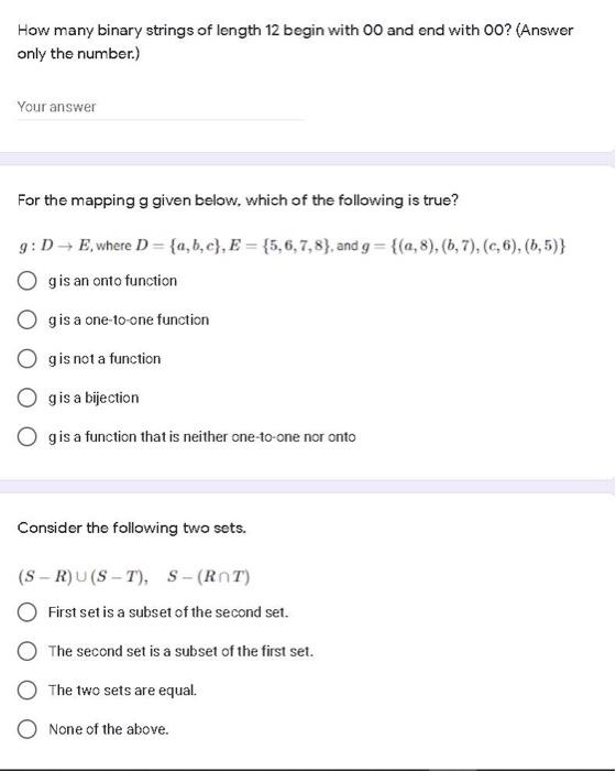 Solved How many binary strings of length 12 begin with 00 | Chegg.com