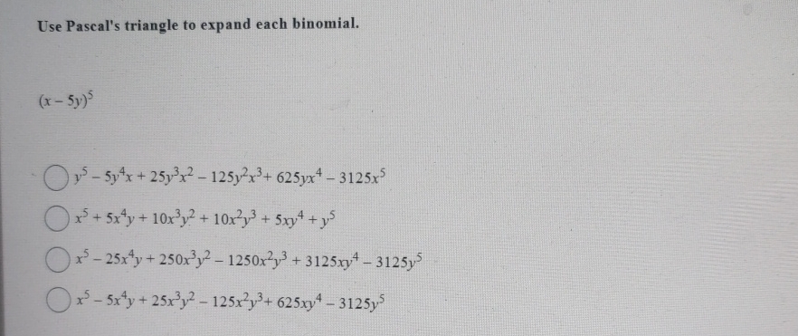 Solved Use Pascal's triangle to expand each | Chegg.com