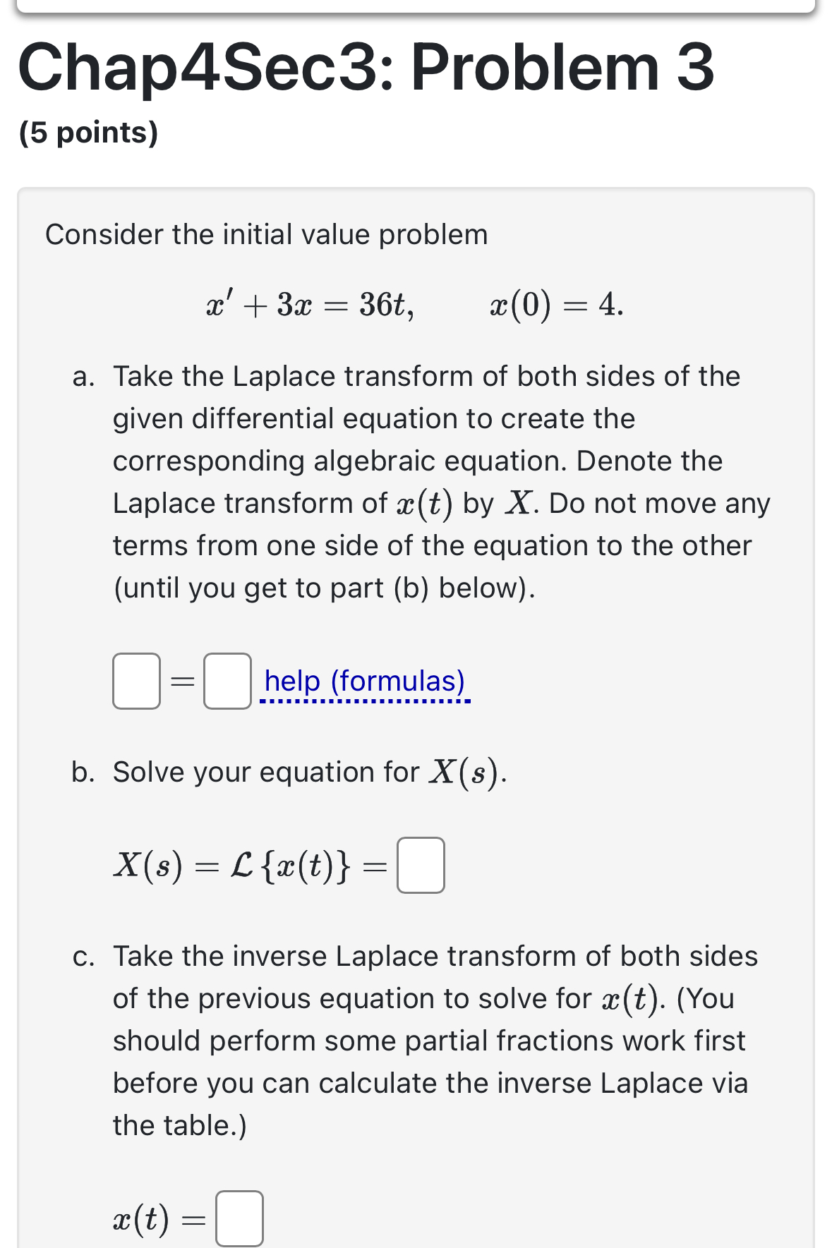 Solved Chap4Sec3: Problem 3(5 ﻿points)Consider the initial | Chegg.com