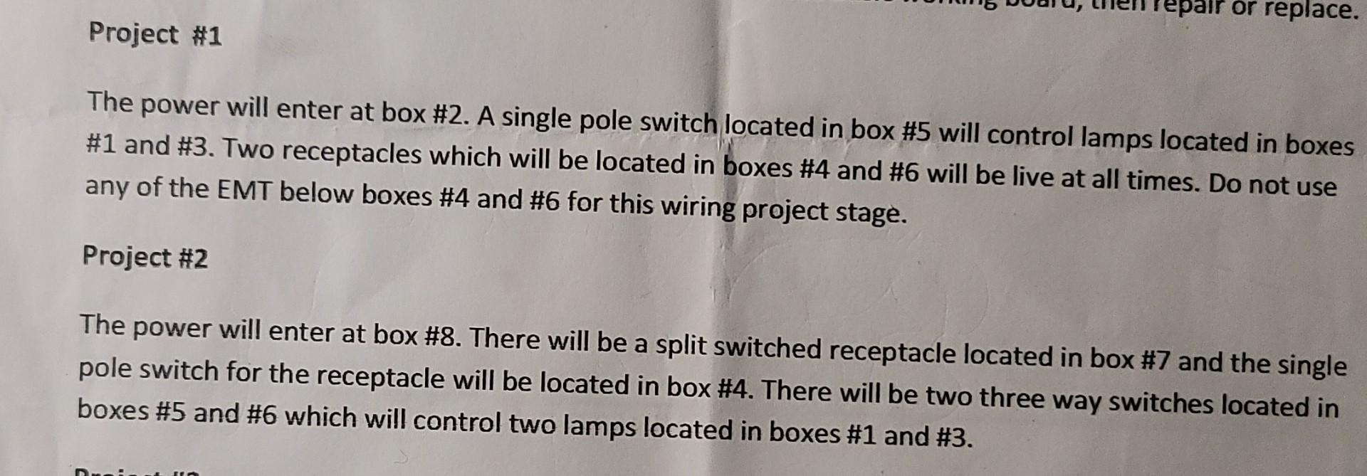 Solved Project #1 The power will enter at box #2. A single | Chegg.com