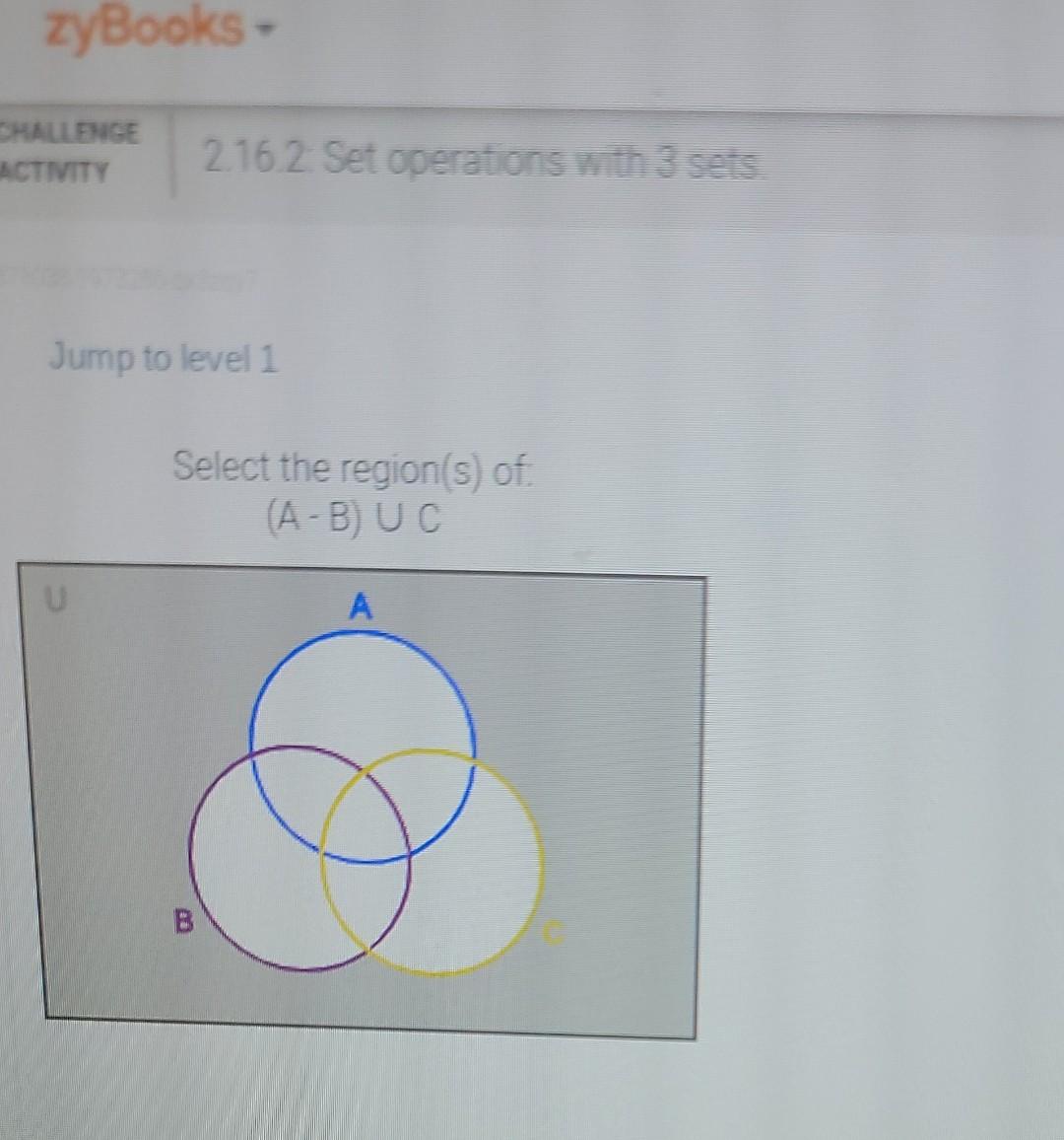 Solved zyBooks - CHALLENGE ACTIVITY 216 2. Set operations | Chegg.com