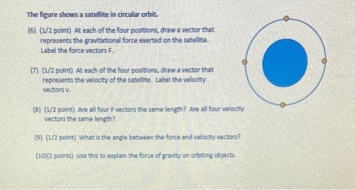 Solved The figure shows a satellite in circular orbit. (6) | Chegg.com