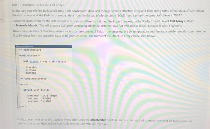 Solved Part 2-Structures, Tables and Gell Arrays In this | Chegg.com