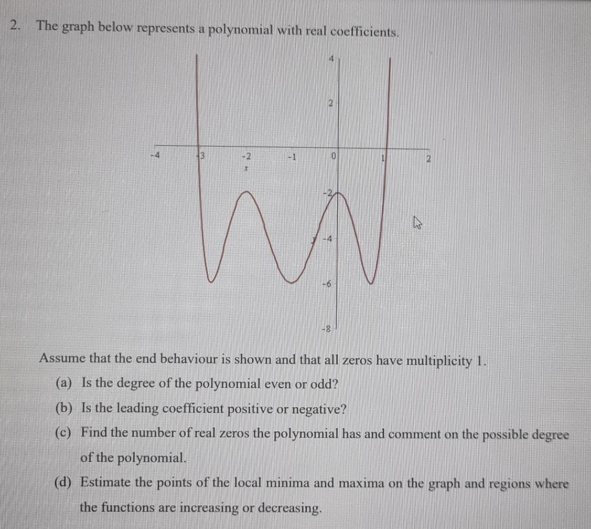 Solved 2. The graph below represents a polynomial with real | Chegg.com