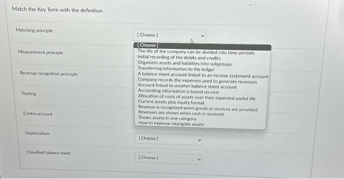 Solved Match the Key Term with the definition Matching | Chegg.com
