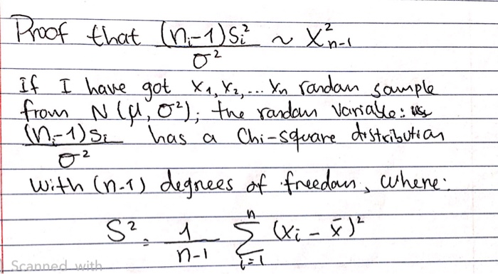 Solved Proof that (n-1) si? ~ X² If I have got xnx2,... Yn | Chegg.com