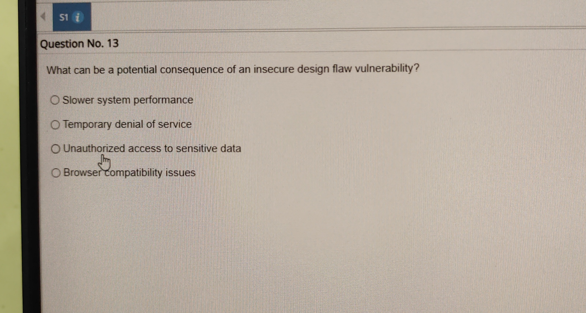 Solved s11Question No. 13What can be a potential consequence | Chegg.com
