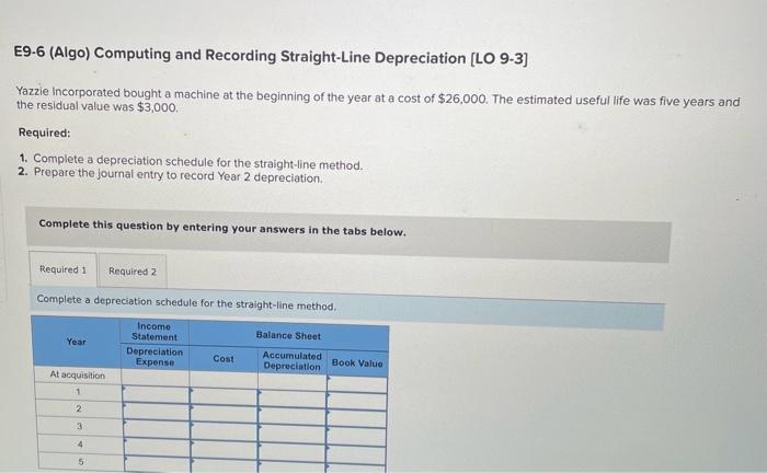 E9-6 (Algo) Computing and Recording Straight-Line | Chegg.com