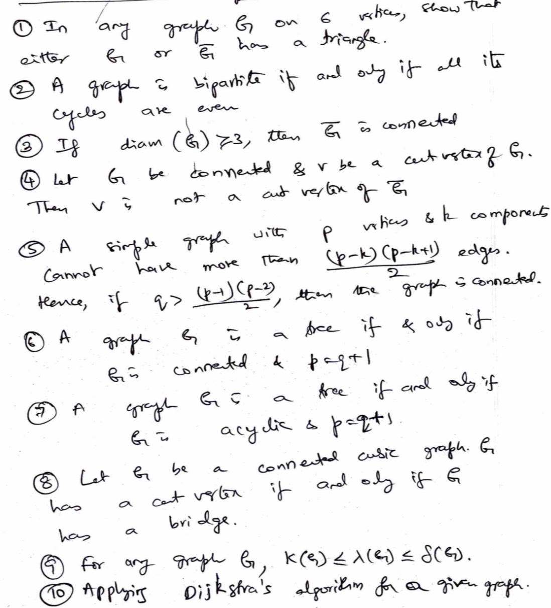 Solved (1) ﻿In any graph G ﻿on 6 ﻿vertices, show that eiter | Chegg.com