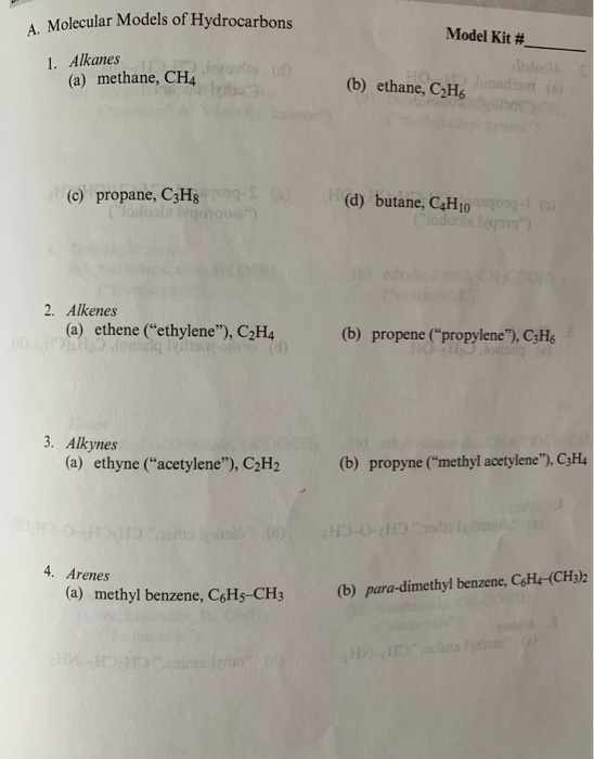 A Molecular Models of Hydrocarbons Model Kit # 1. | Chegg.com