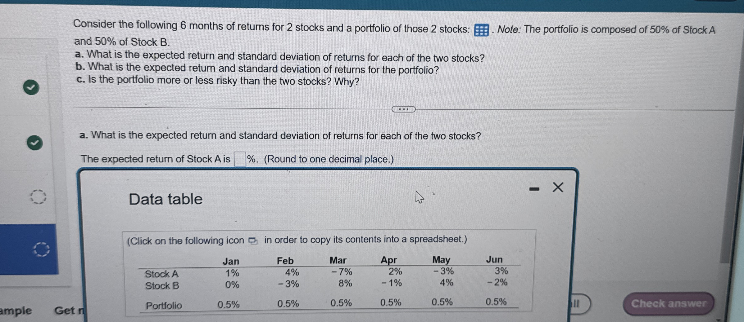 Solved Consider the following 6 ﻿months of returns for 2 | Chegg.com
