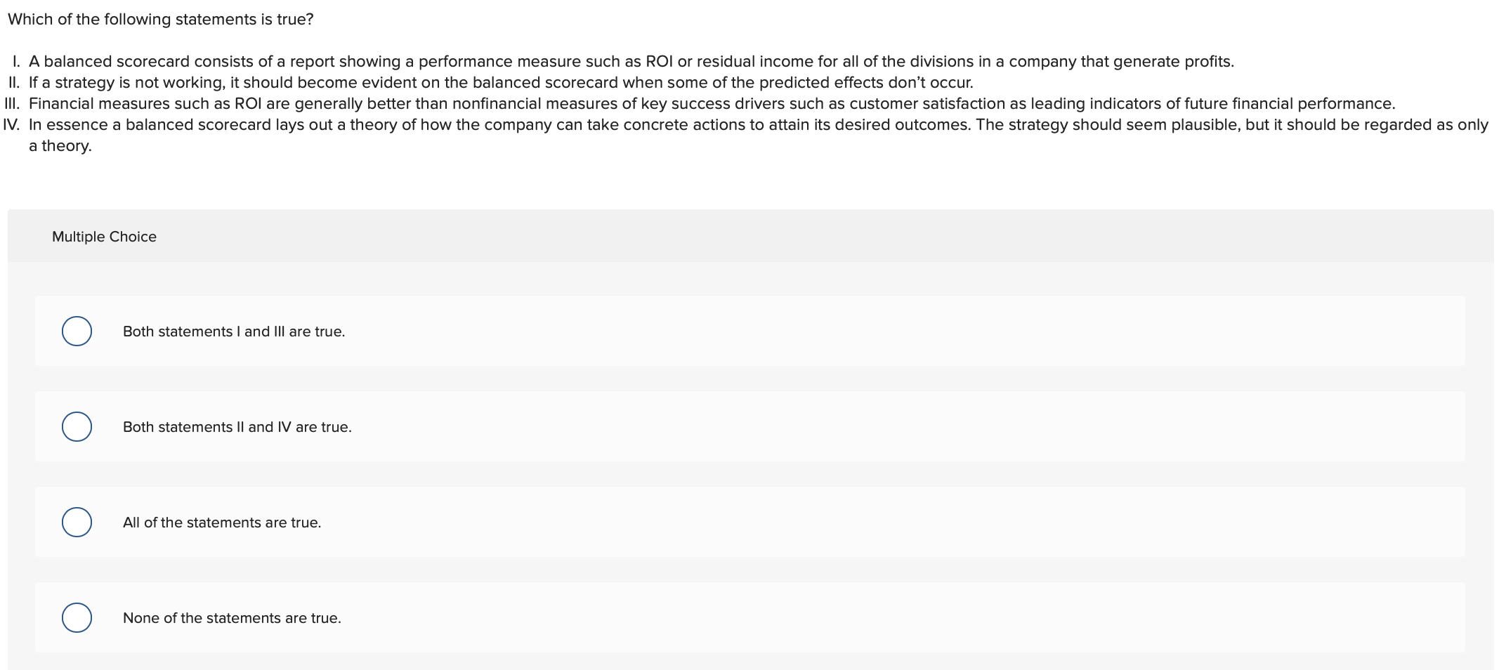 Solved Which of the following statements is true?I. A | Chegg.com