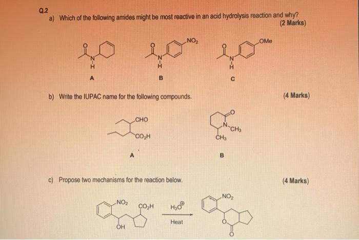 Solved Q.2 a) Which of the following amides might be most | Chegg.com