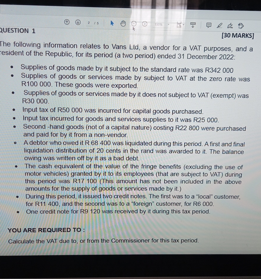 Solved QUESTION 1[30 ﻿MARKS]The following information | Chegg.com
