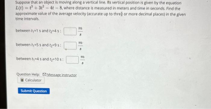 [solved] Suppose That An Object Is Moving Along A Vertical